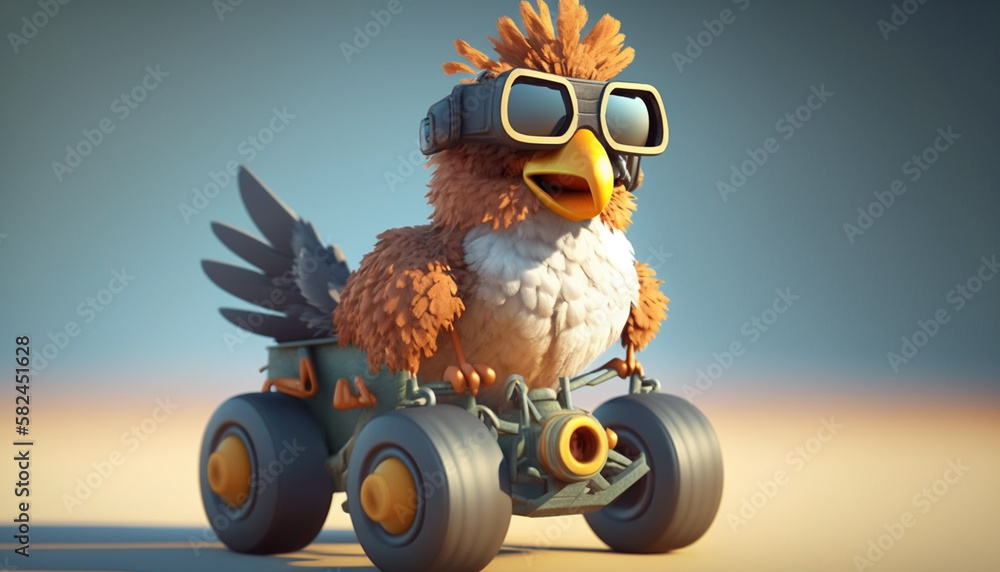 Cool Chicken Racer: Revving Up in a Tuned Toy Car ilustração do Stock ...