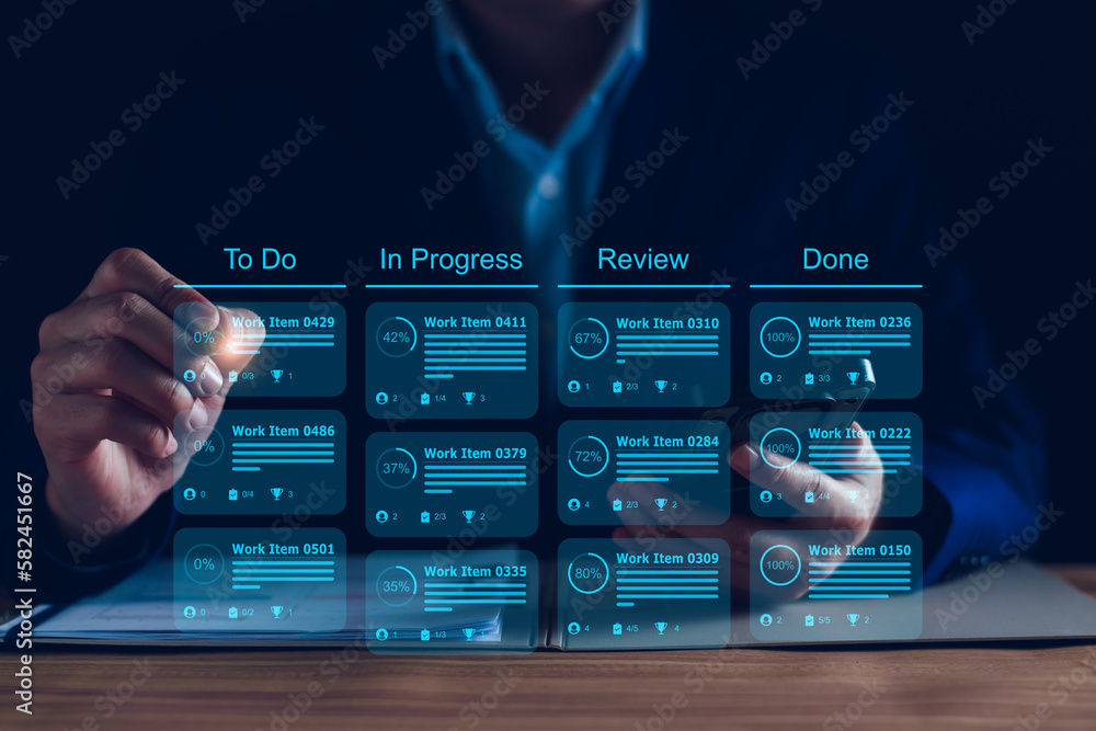 Agile software development or project management using kanban or scrum ...