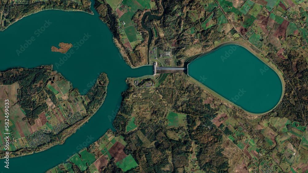 pumped storage hydropower plant, upper reservoir, lower reservoir and ...