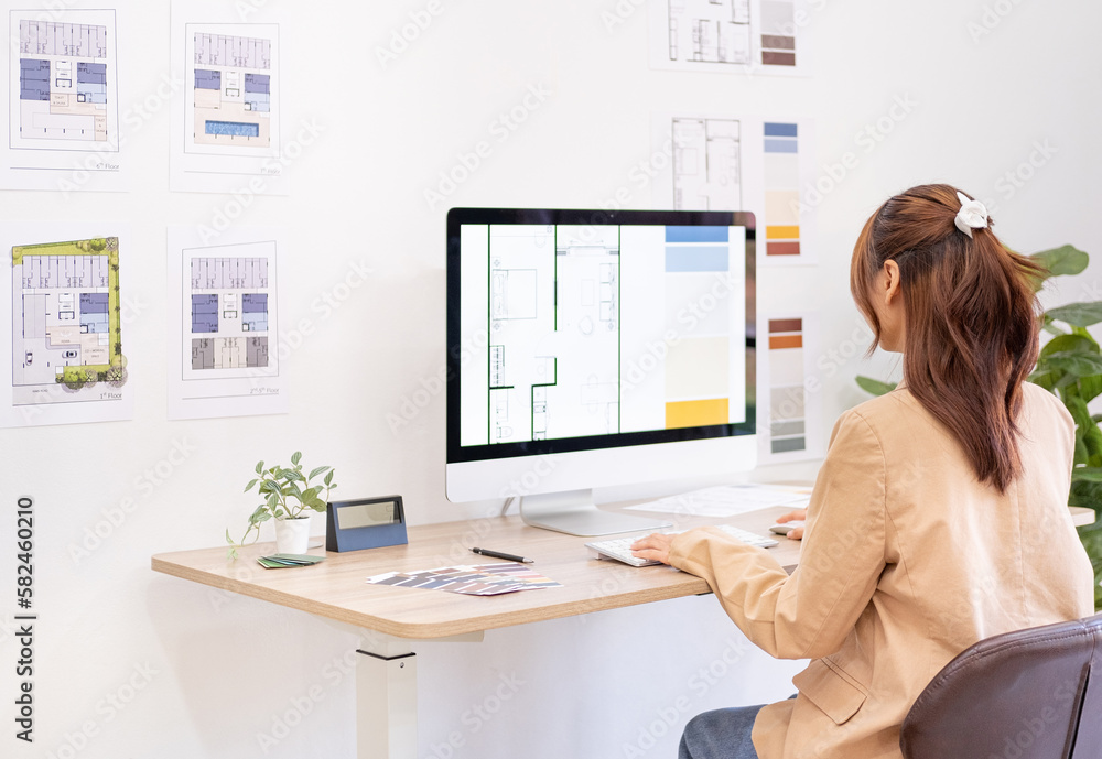 Home decoration and renovation. Office employee working as an interior ...