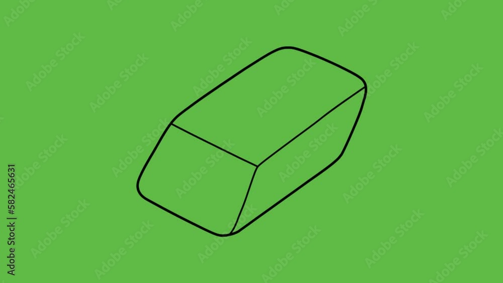 Draw big blank cuboid with black outline on abstract green screen ...