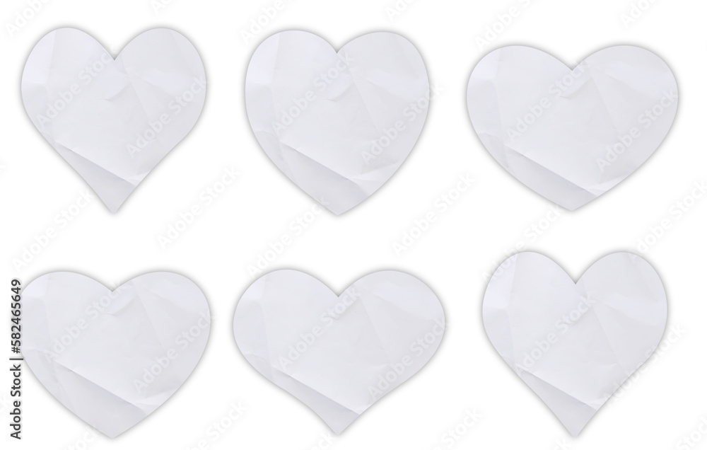Set of hand drawn paper heart shapes on transparent background. Set of ...