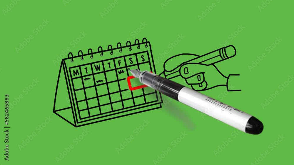 Draw table calendar with red mark on second Saturday Sunday with pencil ...