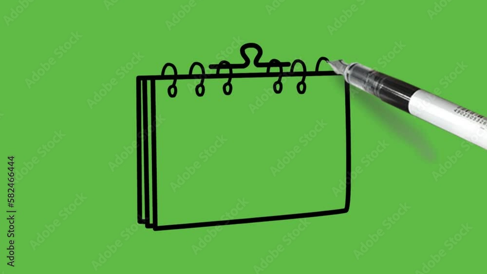 Draw blank table calendar with hanging clip in rectangle shape with ...