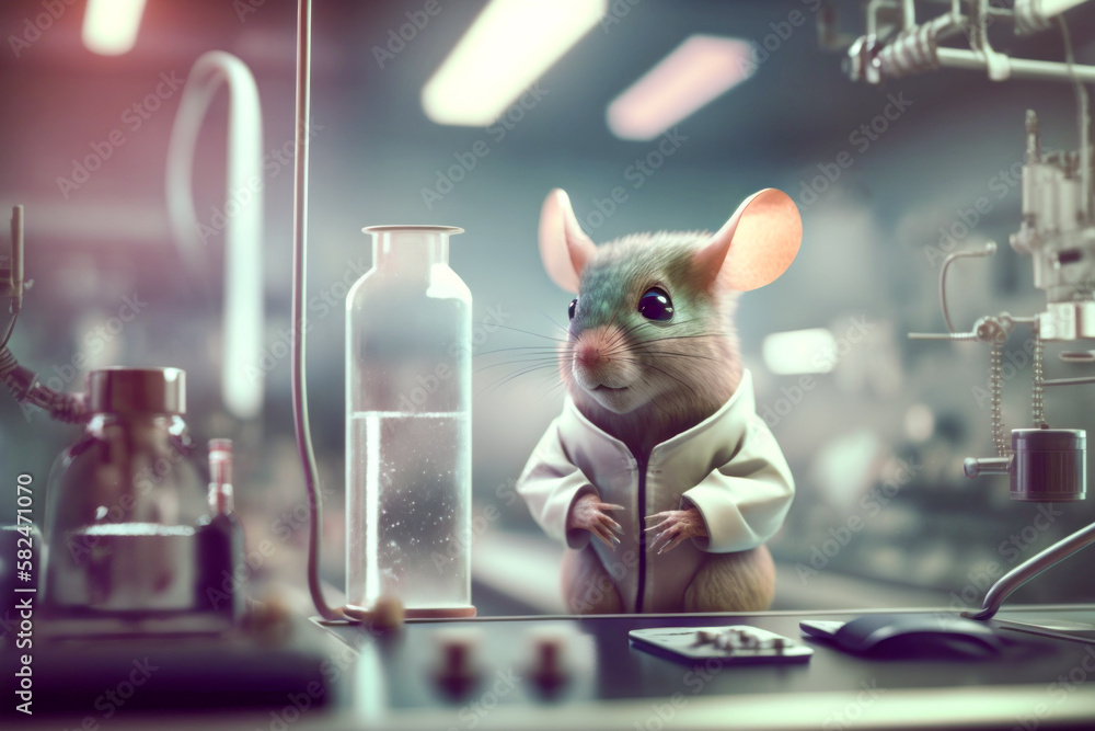 Scientist mouse in a lab coat ready for science, medicine research ...