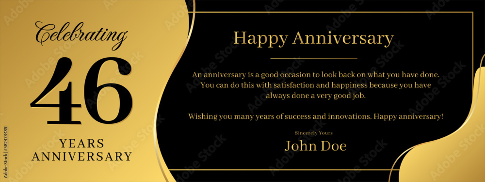 46 years anniversary, a banner speech anniversary template with a gold ...