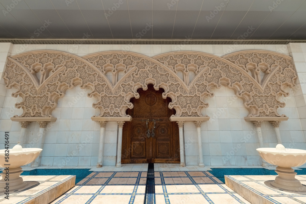 Moroccan house in Putrajaya town in Malaysia. Traditional architecture ...