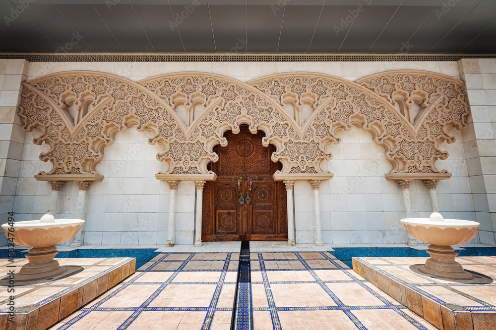 Moroccan house in Putrajaya town in Malaysia. Traditional architecture ...