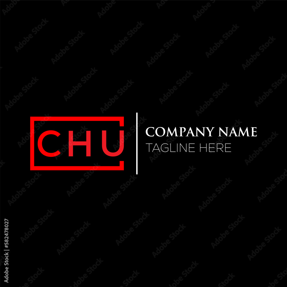 CHU letter logo design on black background. CHU creative initials ...