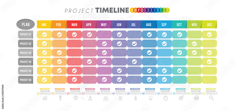 infographic Project timeline graph for 12 months modern diagram ...