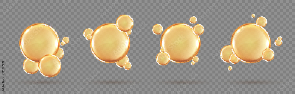 Set of golden drops of Omega three, six and nine. Polyunsaturated fatty ...