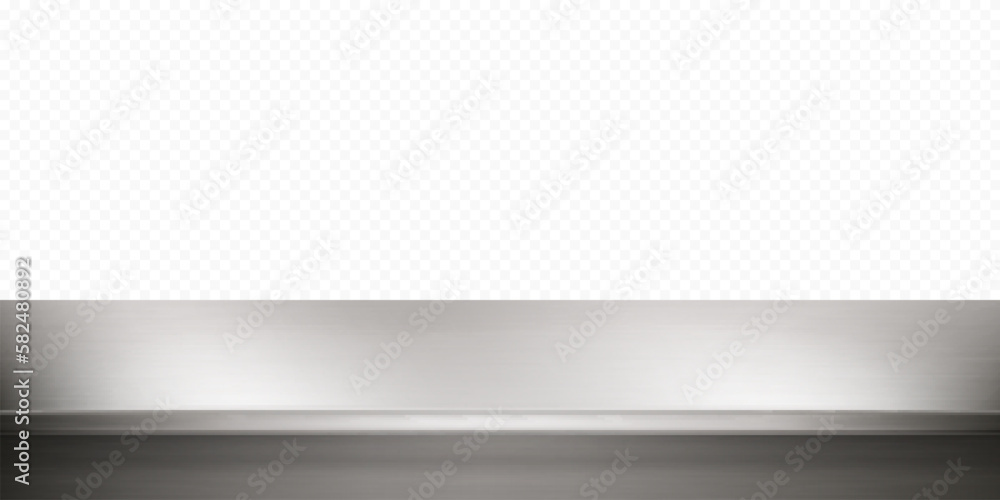 Metal kitchen tabletop isolated on transparent background. Steel table ...