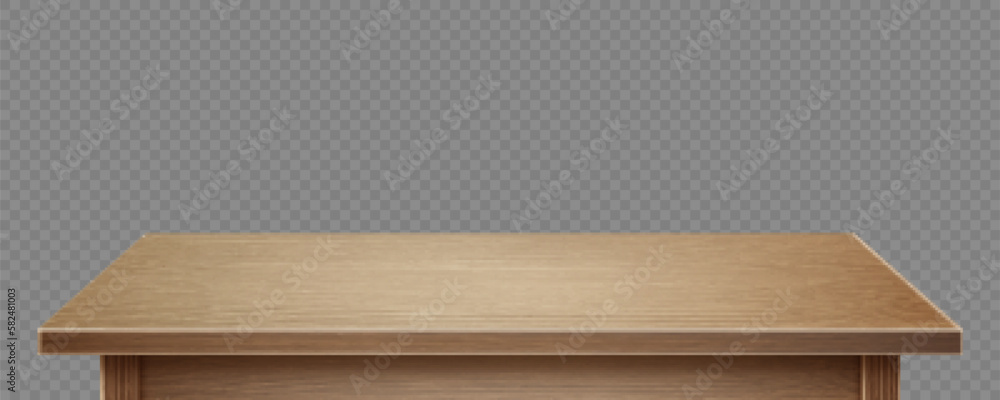 Wooden table isolated on transparent background. Vector realistic ...