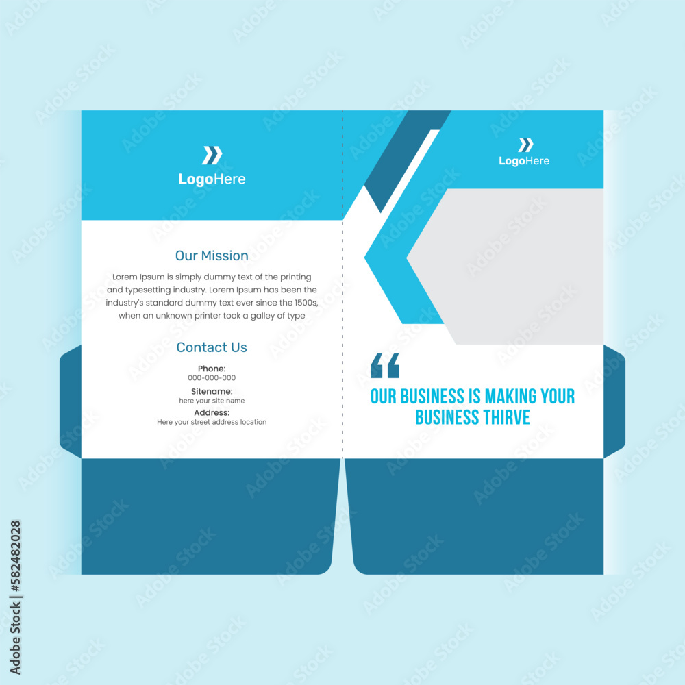 Folder design template for business, blue corporate folder presentation ...