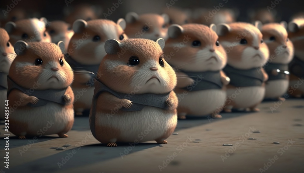 Stockillustratie AI Generated Art of Hamsters and Cats get ready for ...