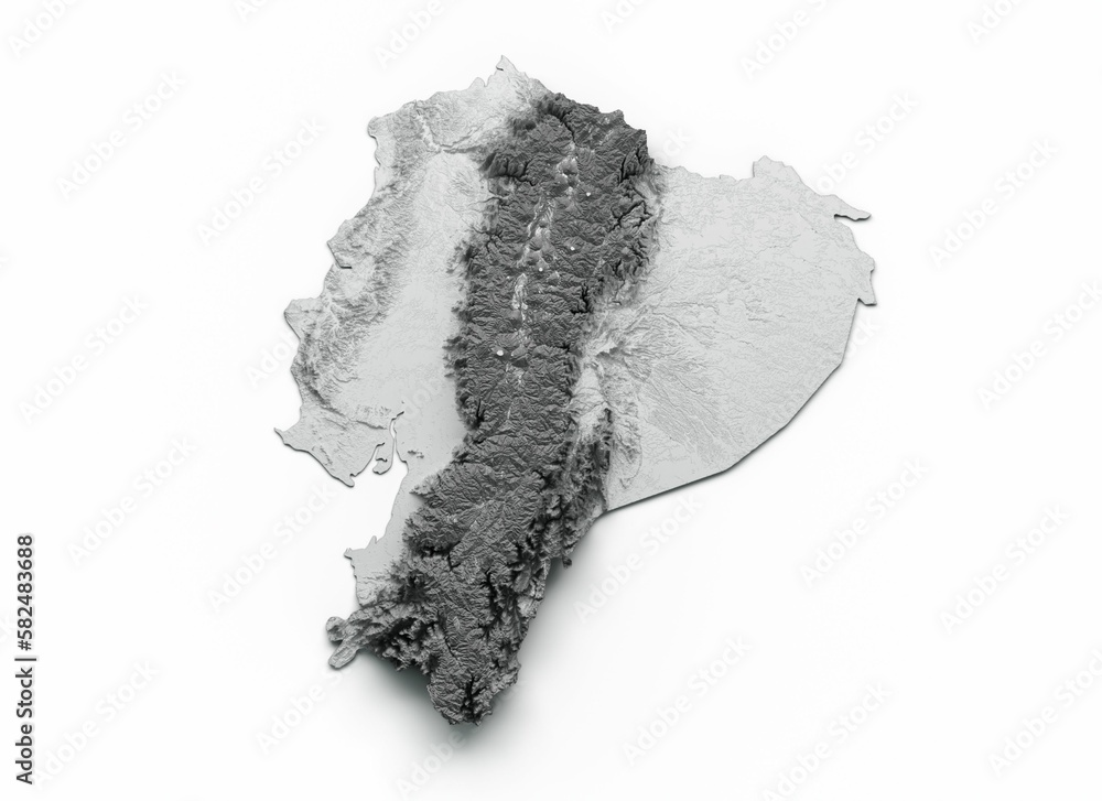 Map of Ecuador in 3D, isolated on a plain white background Stock ...