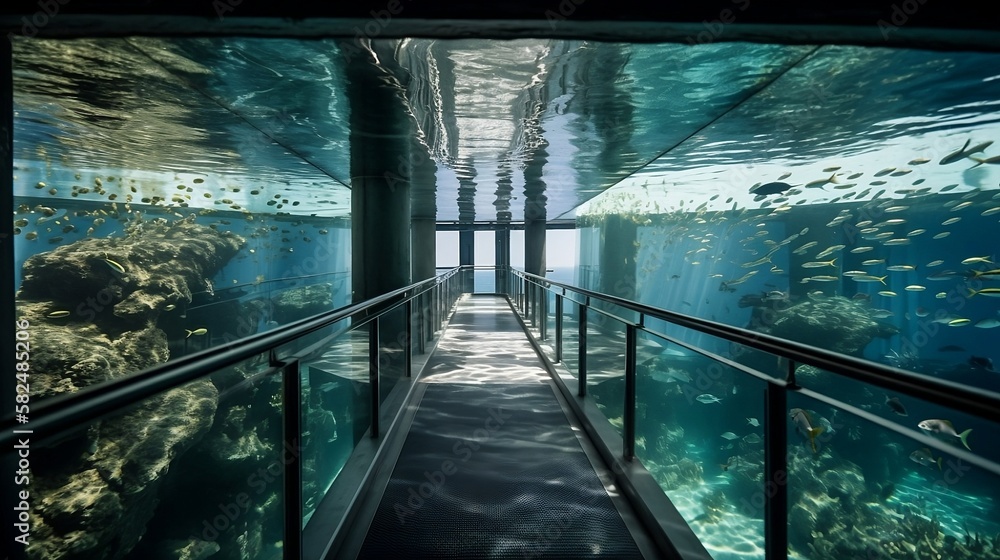Under_the_transparent_glass_passage_of_the_unattended_aquarium ...