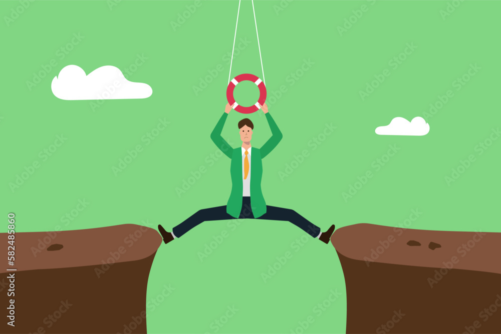 Reaching help to a falling person, emergency situations،The businessman ...