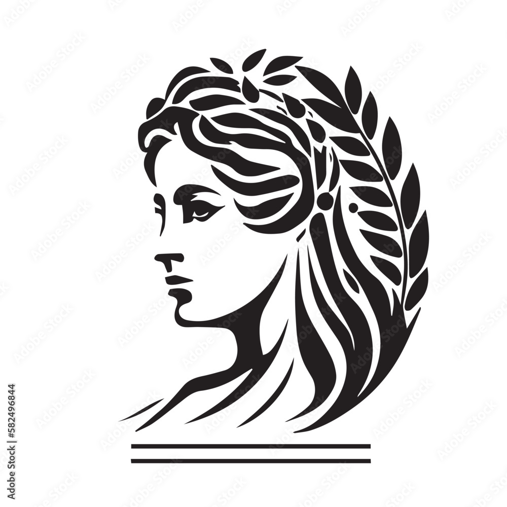 Ancient Greek Woman Head Logo Vector Illustration Of Female Face ancient-greek-woman-head-logo-vector-illustration-of-female-face