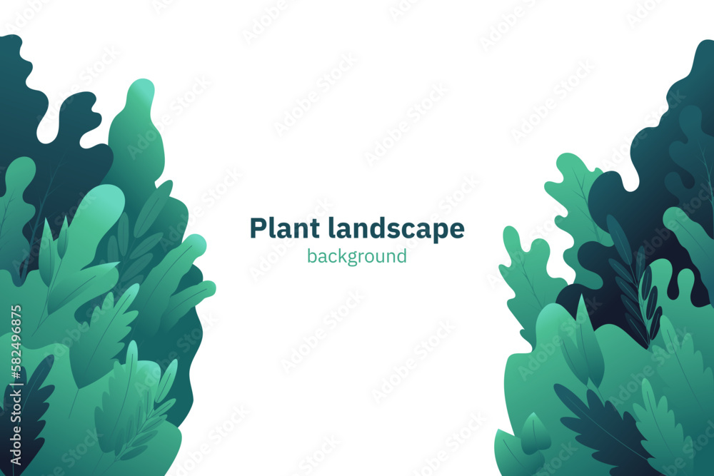 Gradient plant landscape. Minimal flat leaves design, color gradation ...