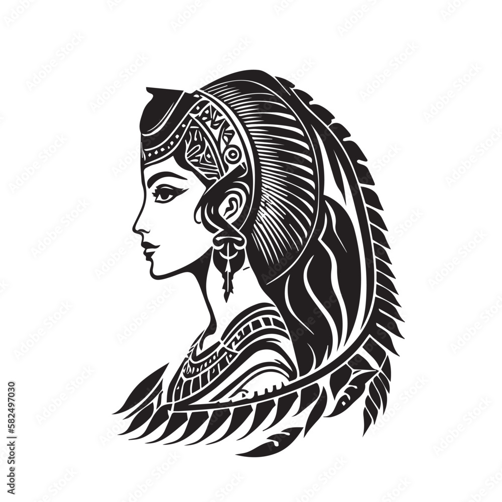 Vetor De Ancient Egyptian Woman Head Logo Vector Illustration Of vetor-de-ancient-egyptian-woman-head-logo-vector-illustration-of
