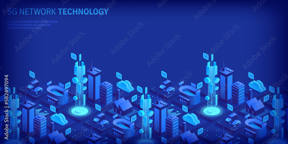5g network technology concept. Wireless mobile telecommunication ...