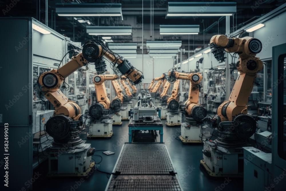 Modern factory using artificial intelligence robots and innovative ...