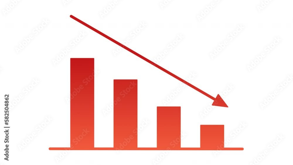 Vidéo Stock Red gradient declining bar charts showing downfall in ...