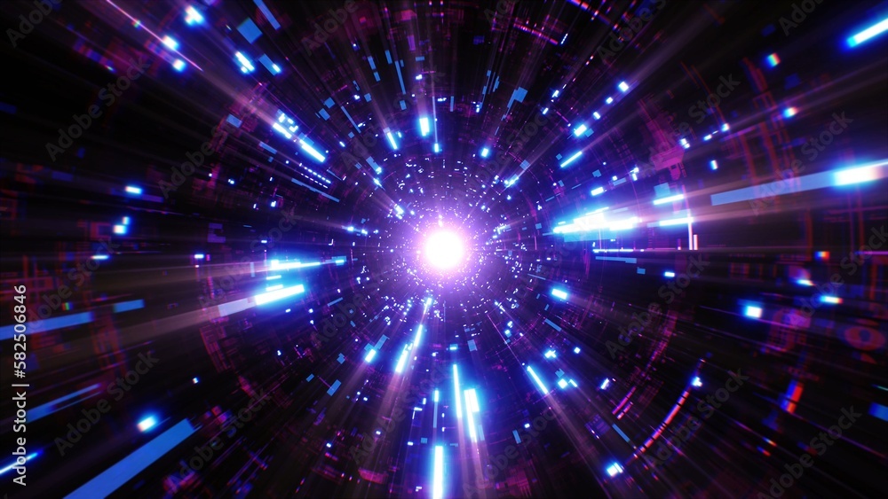 Texture effect background of bursting neon light cyber tunnel Stock ...