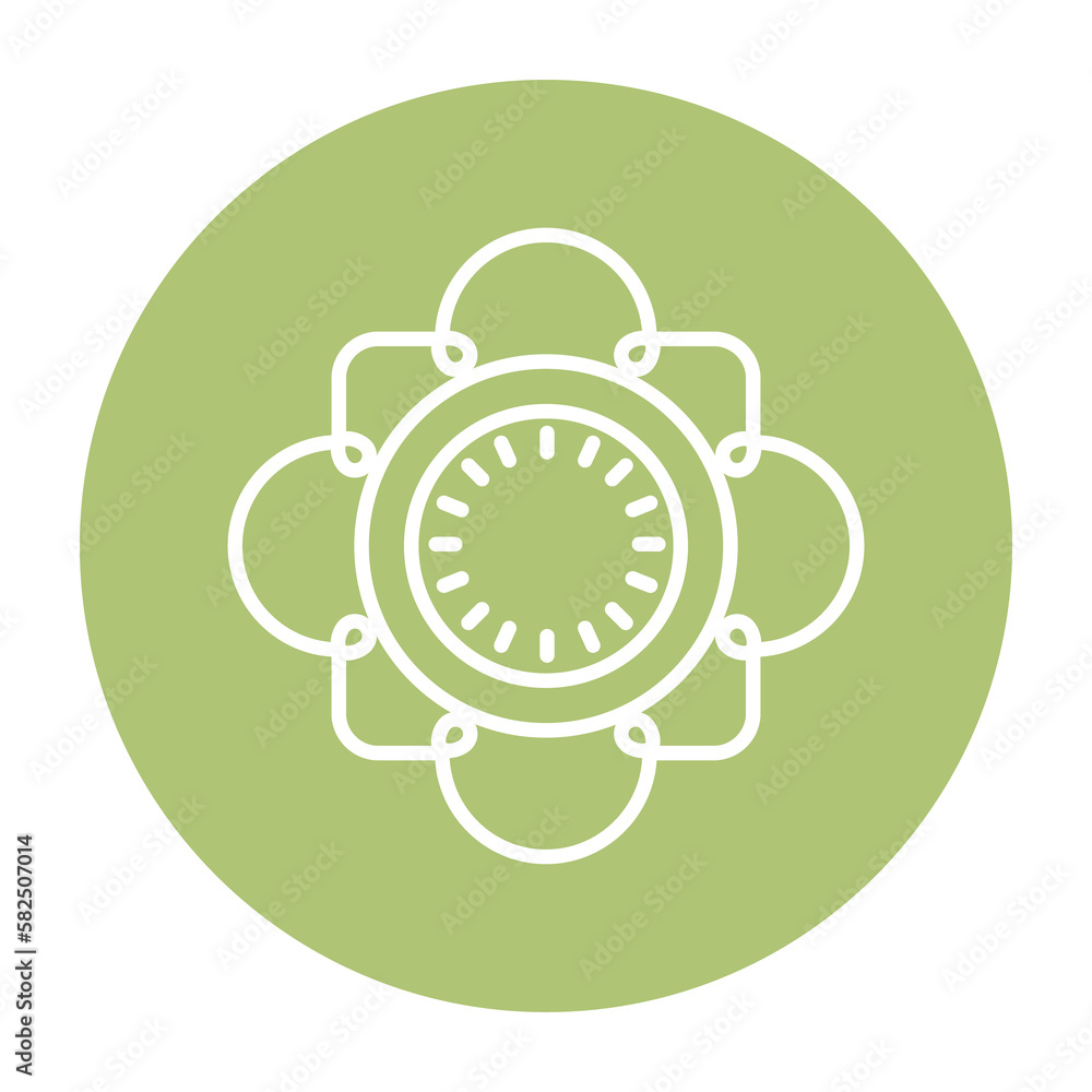 png image of yoga mantra icon in white lines with green background ...