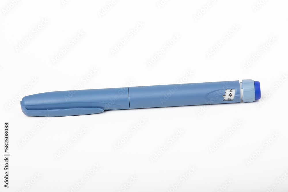 Closed Blue Insulin Injection Pen on White Background - Essential ...