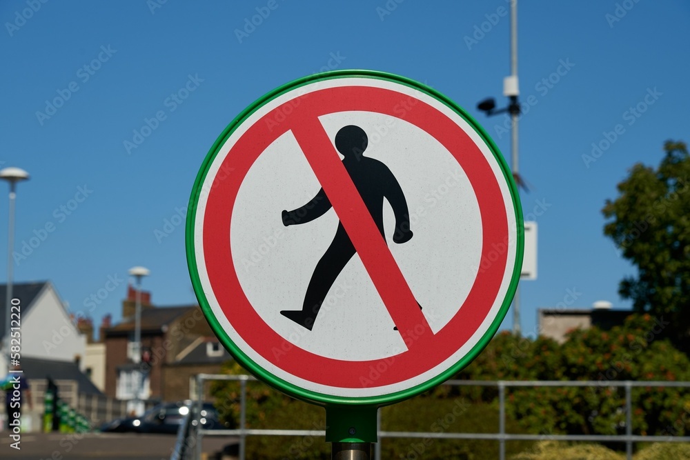 No pedestrian sign, no entry sign, a warning sign not to cross the road ...