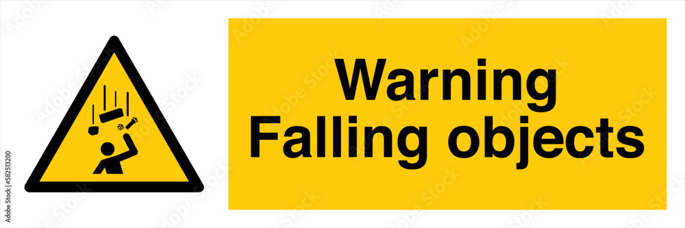 Safety Sign Marking Label Symbol Pictogram Standards Warning Falling objects Landscape Stock ...