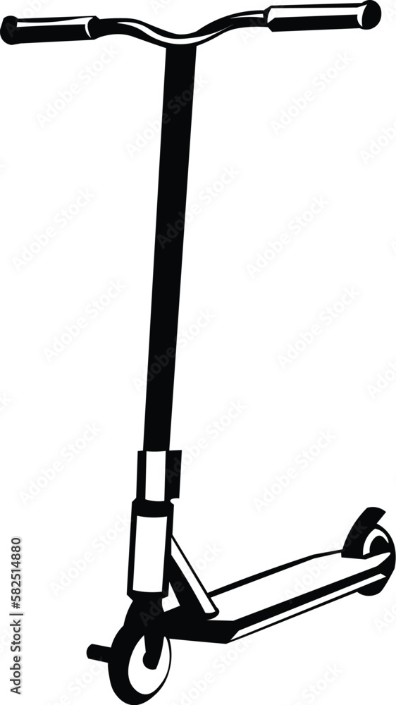 Black and White Cartoon Illustration Vector of a Scooter Stock Vector ...