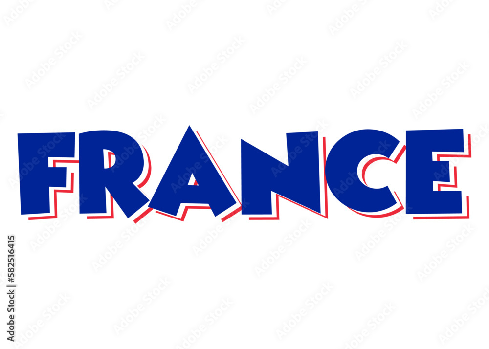 Letras palabra France en texto manuscrito con los colores de la bandera ...