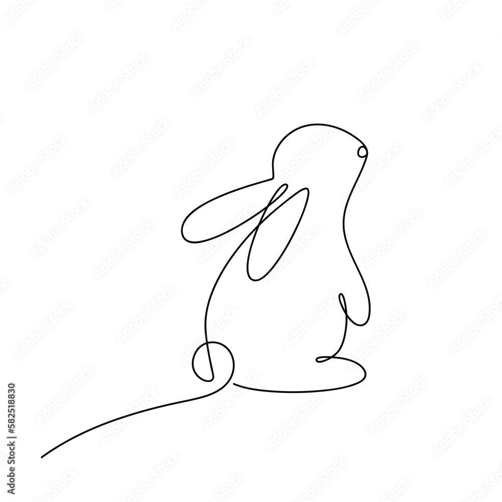 Rabbit bunny hare vector one line continuous drawing illustration. Hand ...