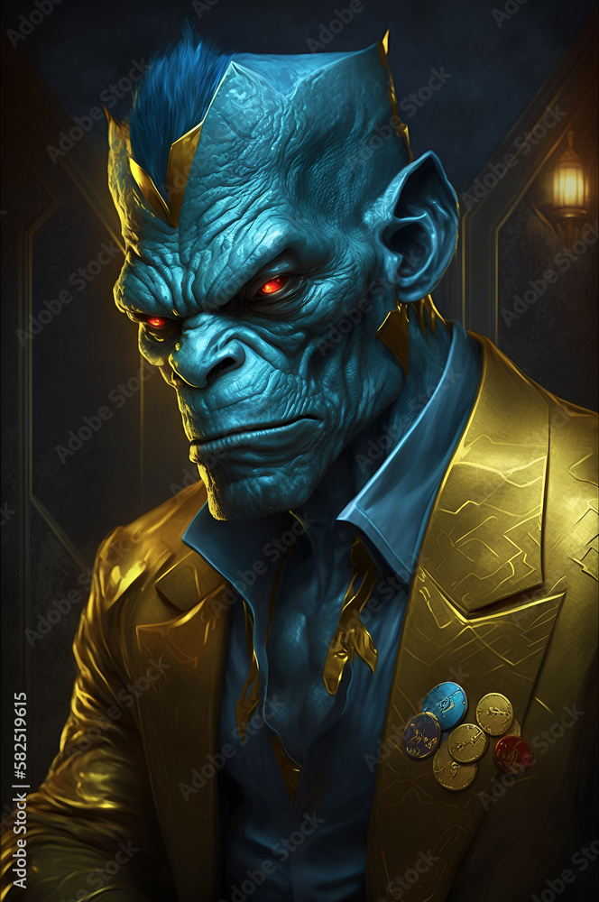 Concept art illustration of a humanoid alien from another galaxy ...