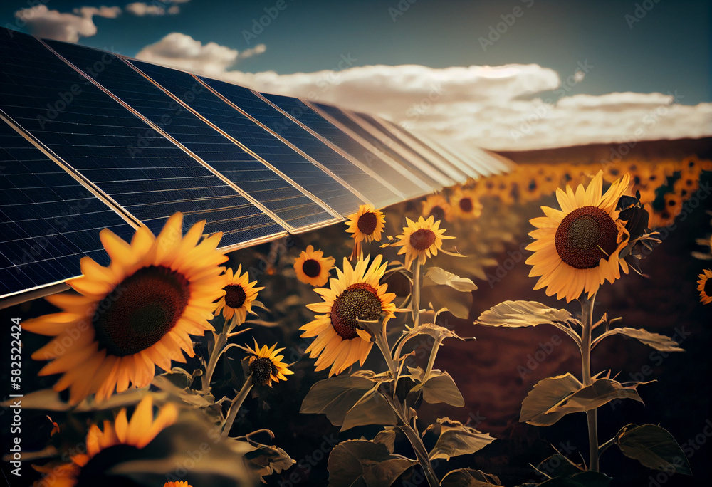 Renewable energy background with photovoltaic energy as big solar ...