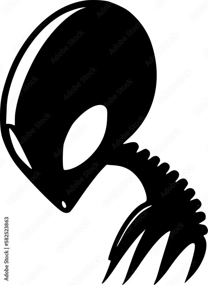 Alien | Black and White Vector illustration Stock Vector | Adobe Stock