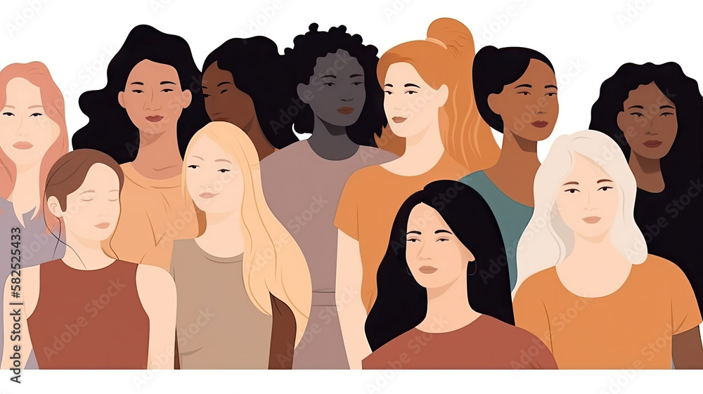 illustration of a diverse group of women on a white background, each ...