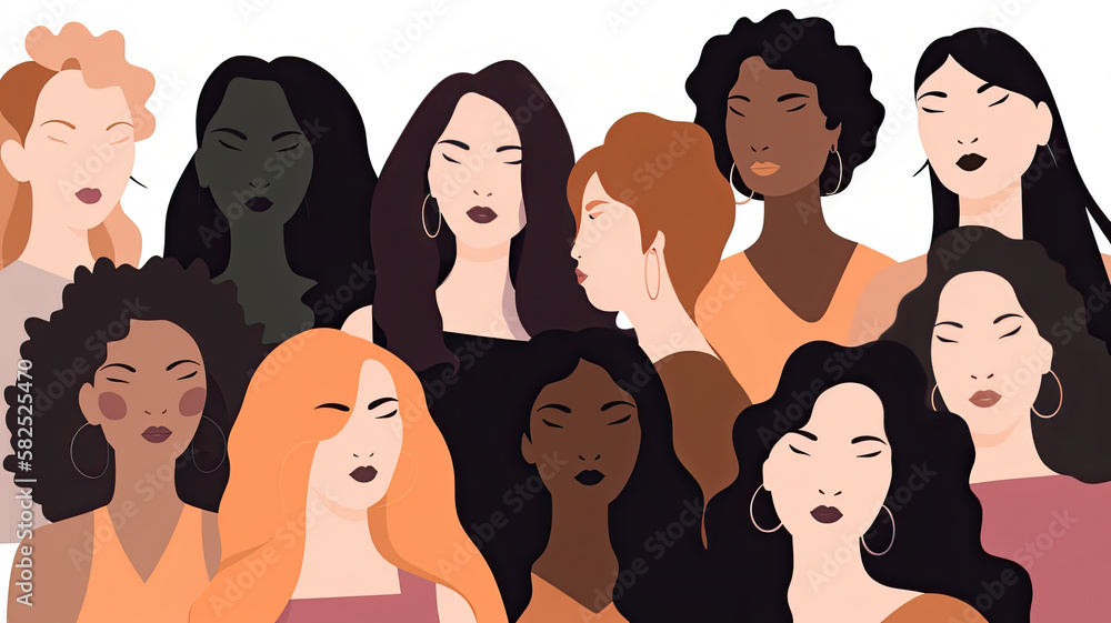 illustration of a diverse group of women on a white background, each ...