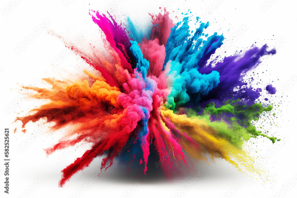 Explosion of colored powder, isolated on white background (ai generated ...