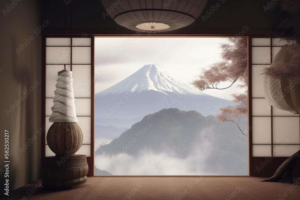 Generative AI illustration of Japanese zen theme background Stock ...