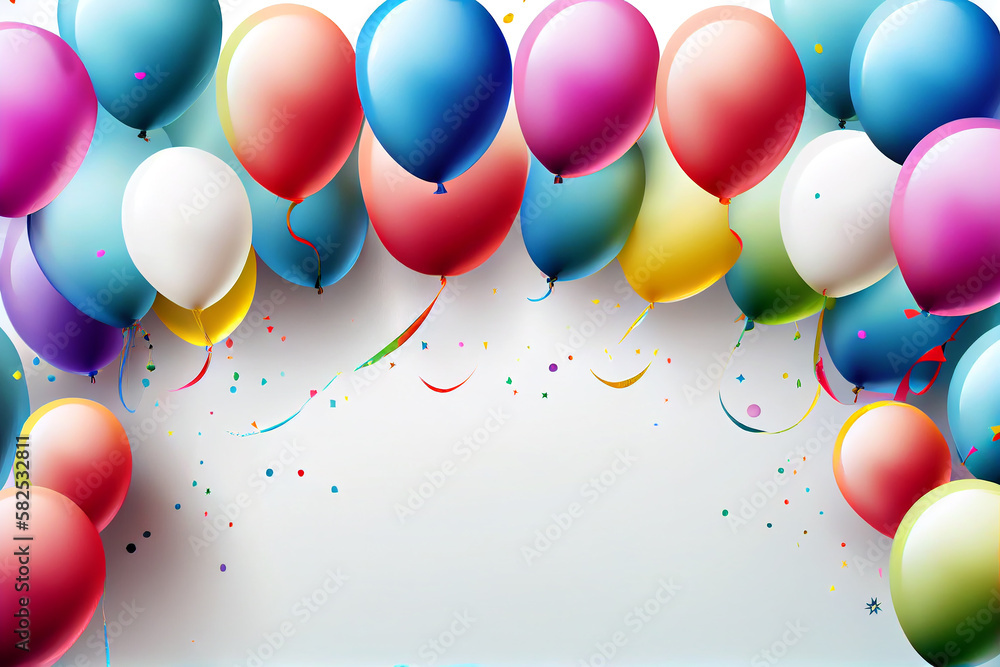 Happy Birthday Celebration Background with Realistic Balloons. Template ...