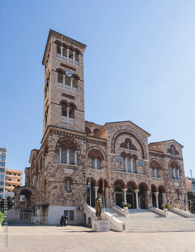 Hagia Triada neo-byzantine Cathedral facade exterior in Piraeus, Holy ...