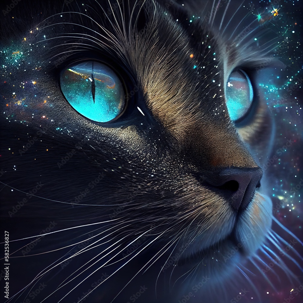 Mysterious cat with beauty eyes. Sweet mystic cat. Generative AI Art ...