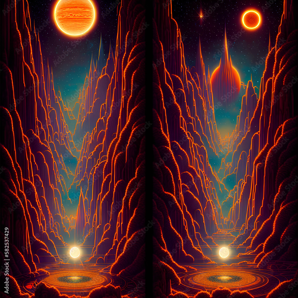 Planet Zion of the Twin Suns Alpha Centauri A and B - Vector, Radiant ...