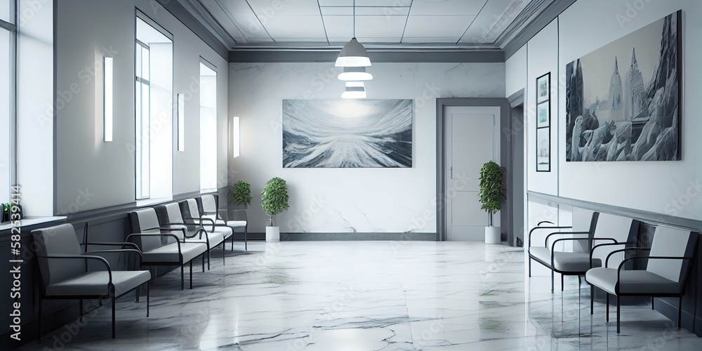 Modern waiting room. Generative AI Stock Illustration | Adobe Stock