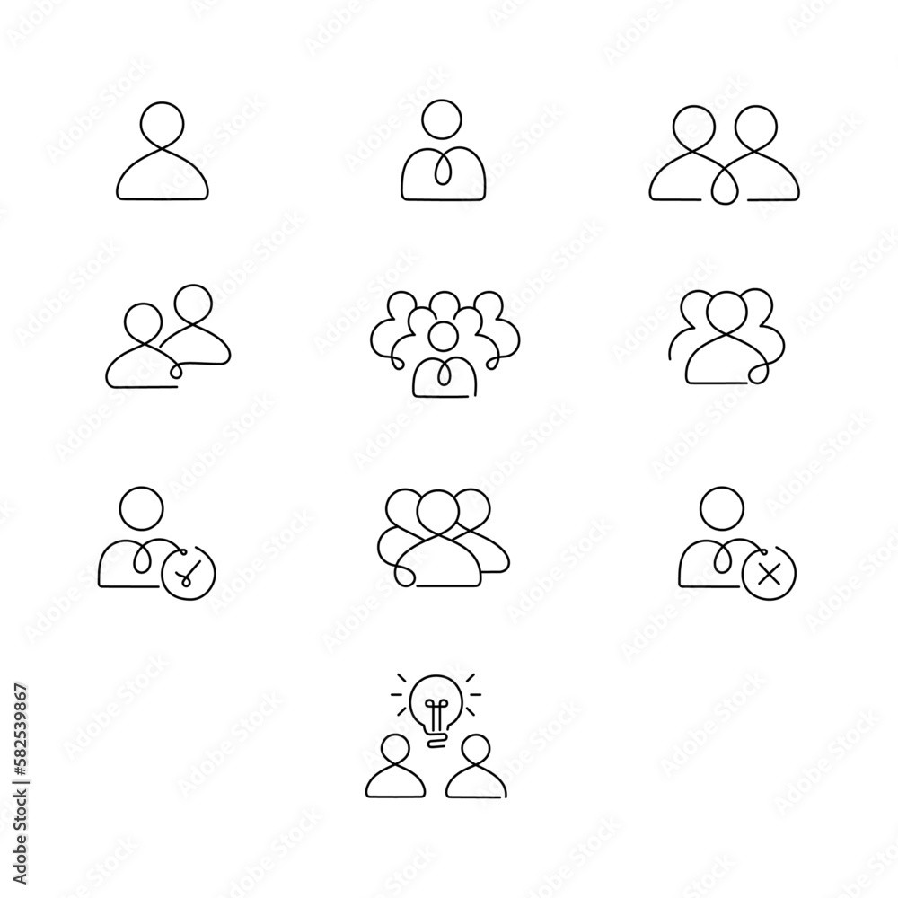 Monoline People icons collection. Vector editable stroke. Stock Vector ...