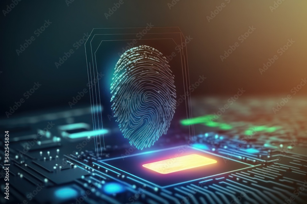 Digital biometri, security identify by fingerprint concept. Scanning ...